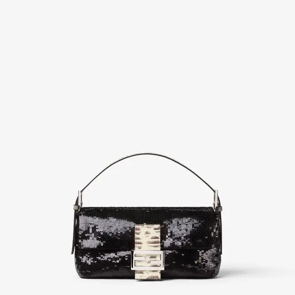 Fendi Baguette® 26424 Black Organza And Sequin Bag